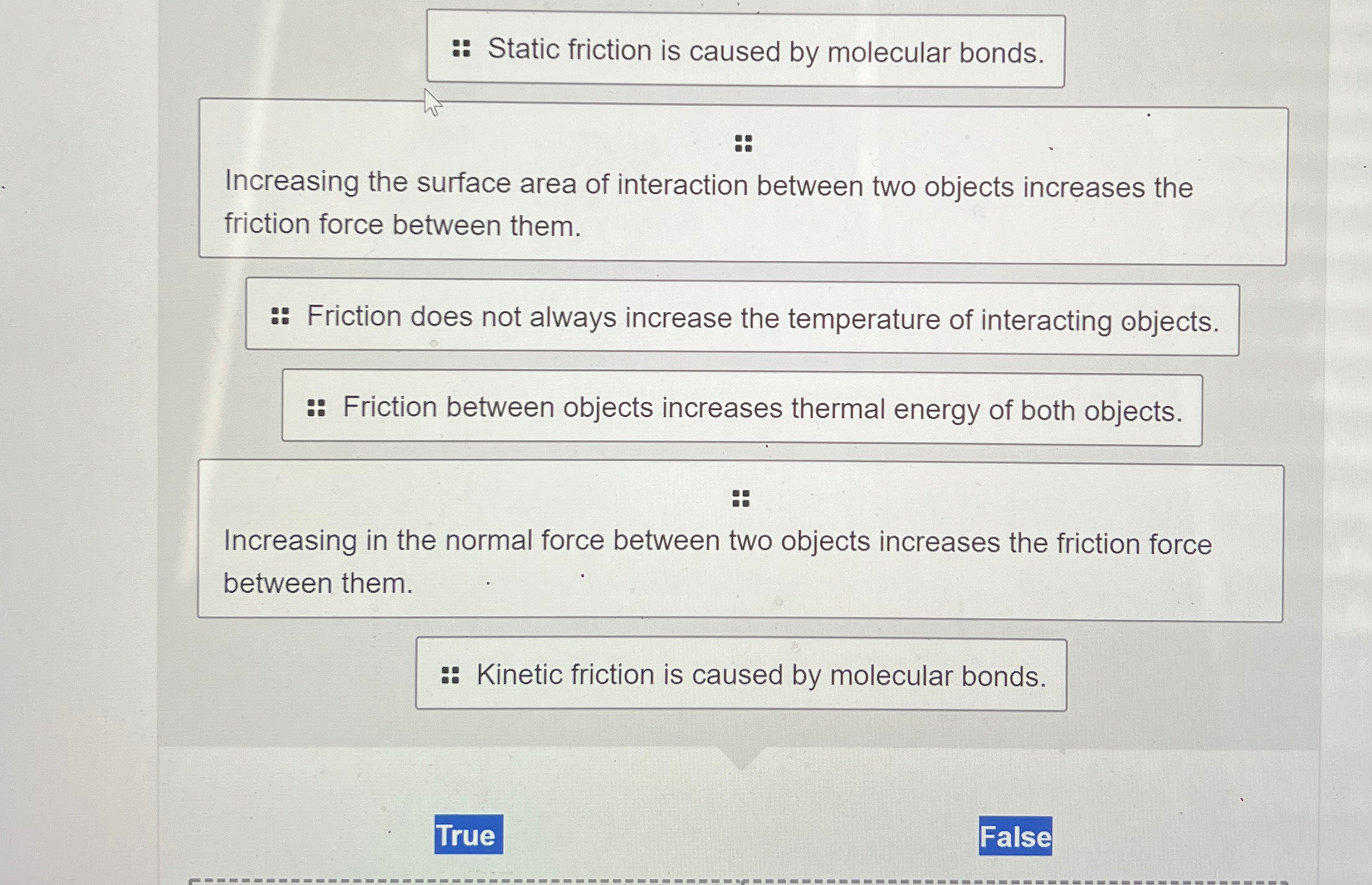 Solved Static friction is caused by molecular | Chegg.com