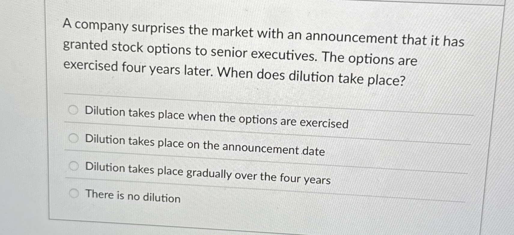 Solved A company surprises the market with an announcement | Chegg.com