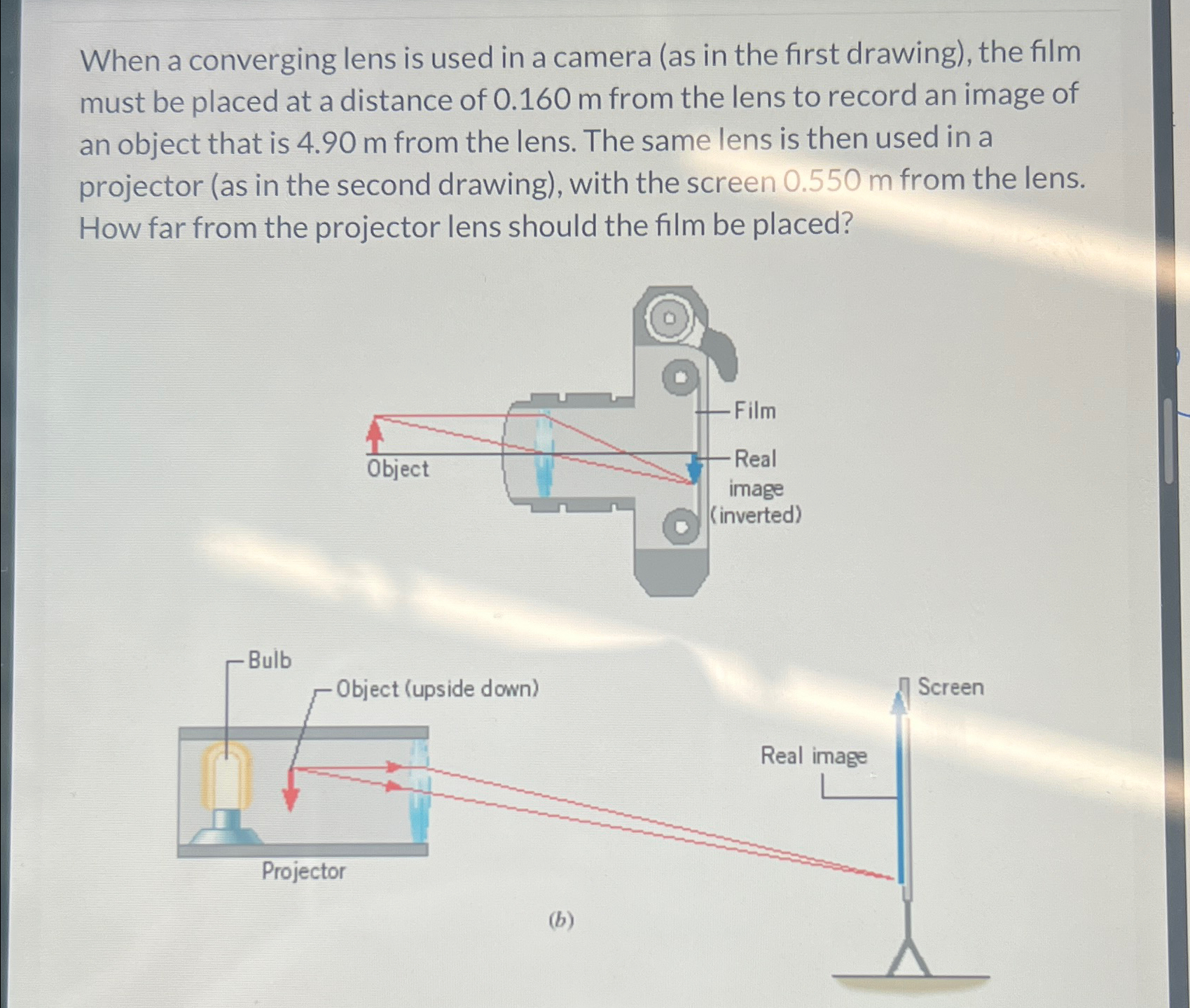 Solved When a converging lens is used in a camera (as in the | Chegg.com