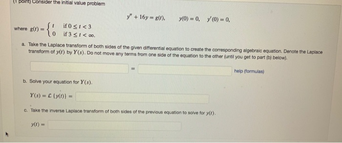 Solved point) Consider the initial value problem y + 16y = | Chegg.com