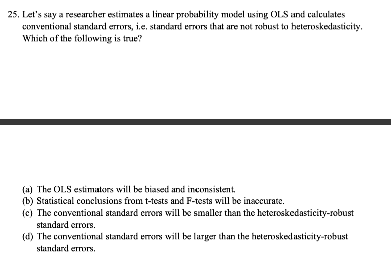 Solved Let's say a researcher estimates a linear probability | Chegg.com