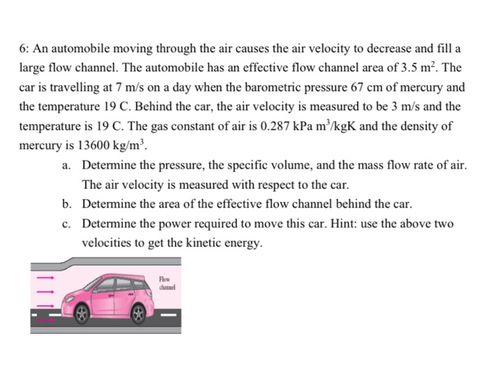 Solved 6: An automobile moving through the air causes the | Chegg.com