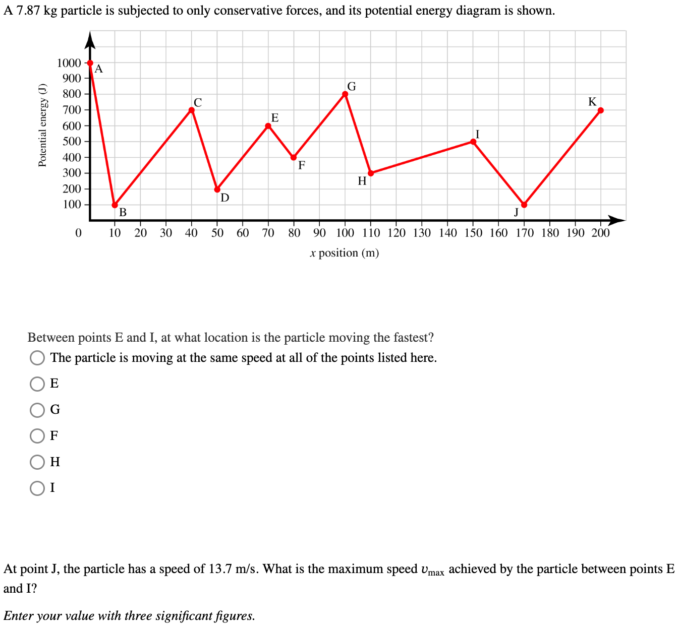 Solved A 7.87 ﻿kg particle is subiected to only conservative | Chegg.com