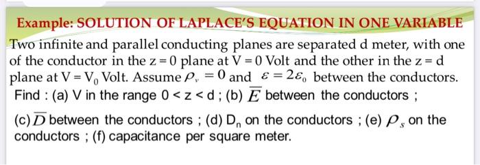 Solved Example: SOLUTION OF LAPLACE'S EQUATION IN ONE | Chegg.com