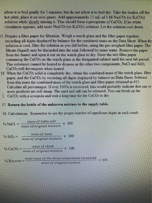 Solved LAB III. SEPARATING MIXTURES Before you begin this | Chegg.com