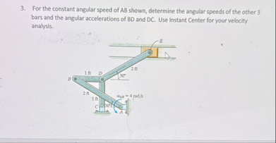For the constant angular speed of AB shown, determine | Chegg.com