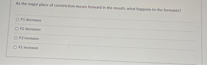 Solved As the major place of constriction moves forward in | Chegg.com