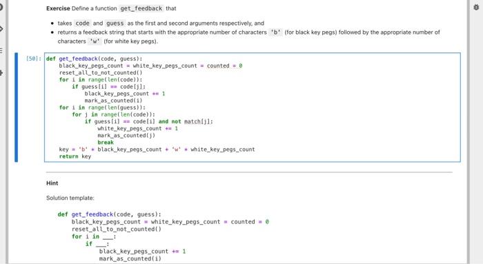 Exercise Define a function get_feedback that • takes | Chegg.com