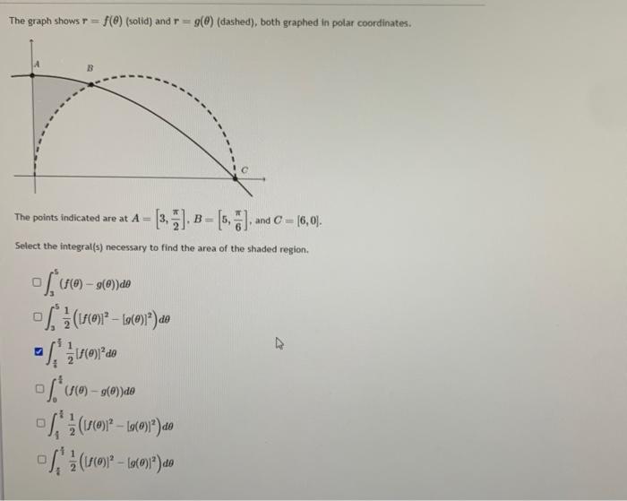 Solved The graph shows r=f(θ) (solid) and r=g(θ) (dashed), | Chegg.com