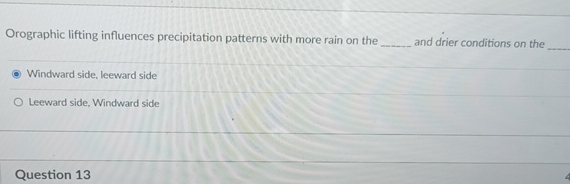 Solved Orographic lifting influences precipitation patterns | Chegg.com