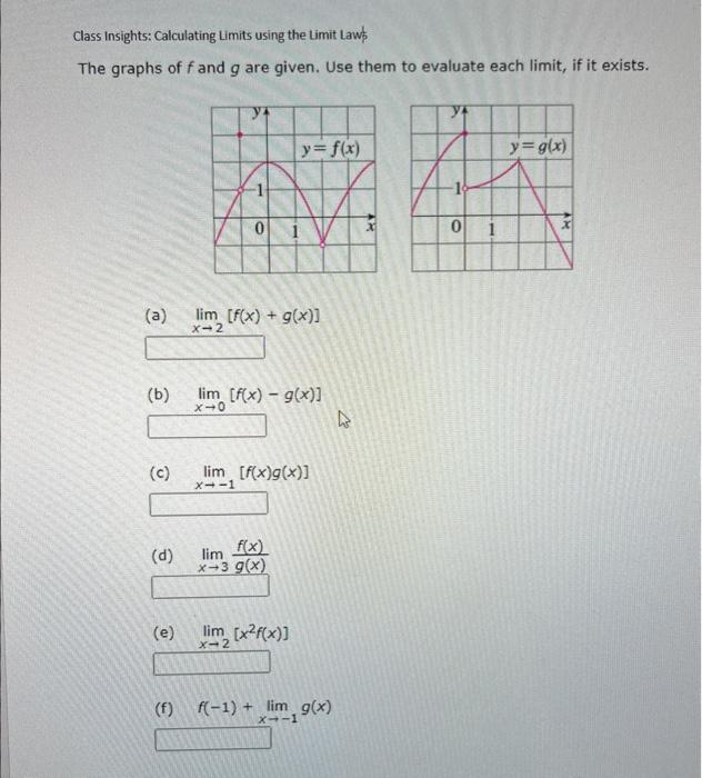 Solved Class Insights: Calculating Limits using the Limit | Chegg.com