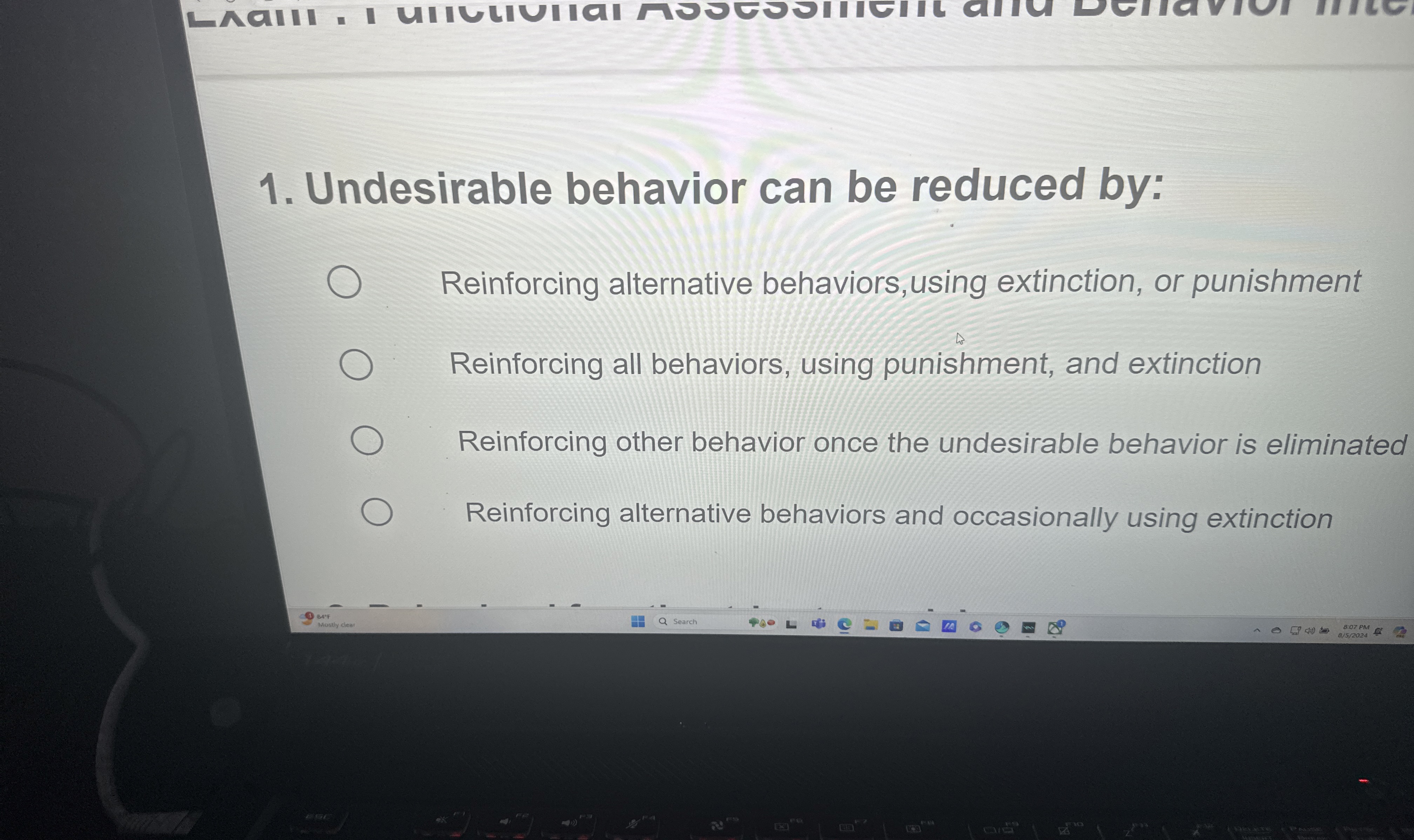 Solved Undesirable behavior can be reduced by:Reinforcing | Chegg.com