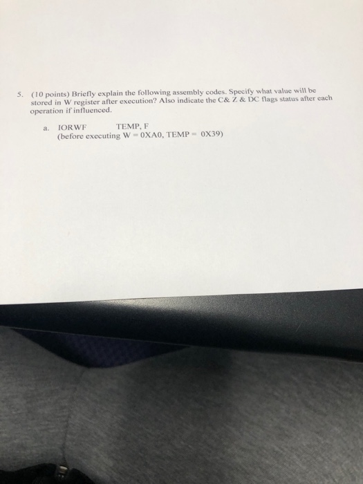 Solved 5 10 Points Briefly Explain The Following Assembly