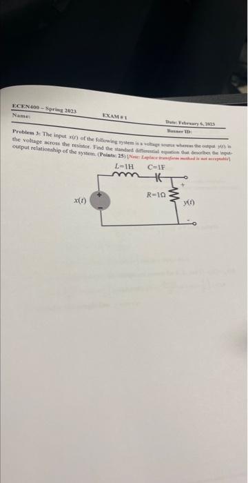 Solved Problem 3: The input s(r) of the following system is | Chegg.com