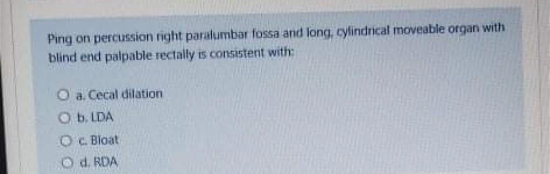 Solved Ping on percussion right paralumbar fossa and long, | Chegg.com