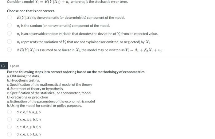Solved Consider a model Yi=E(Y∣Xi)+ui where ui is the | Chegg.com