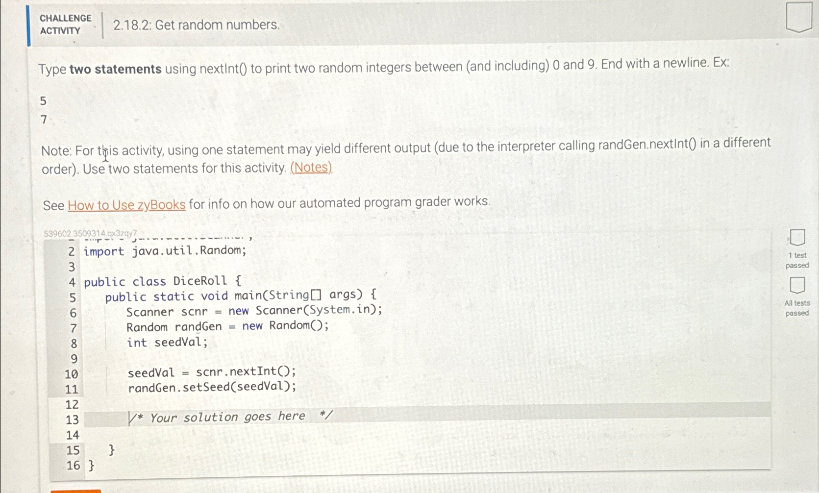 Solved CHALLENGE2.18.2: Get random numbers.ACTIVITYType two | Chegg.com