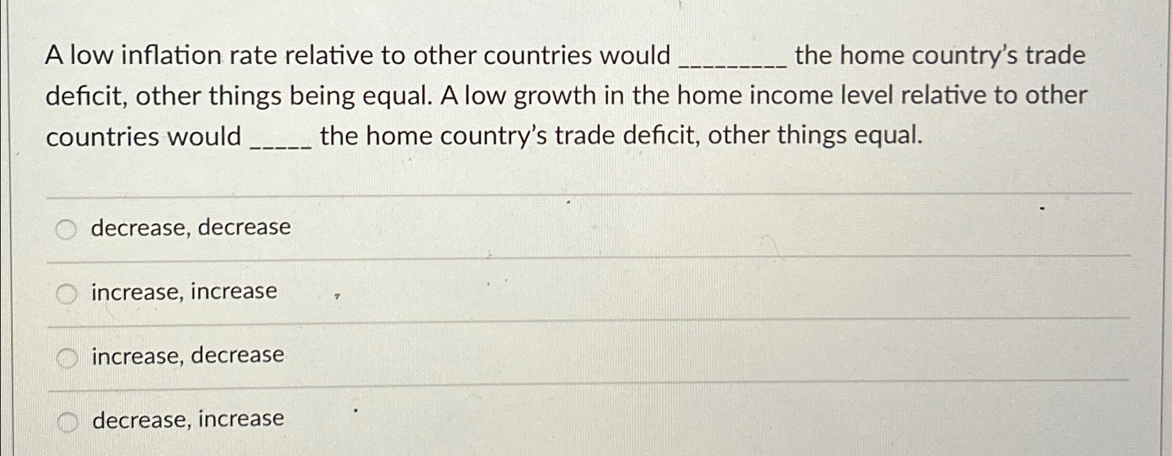 Solved A low inflation rate relative to other countries | Chegg.com