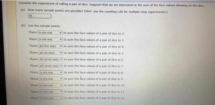 Consider the experiment of rolling a pair of dice. | Chegg.com