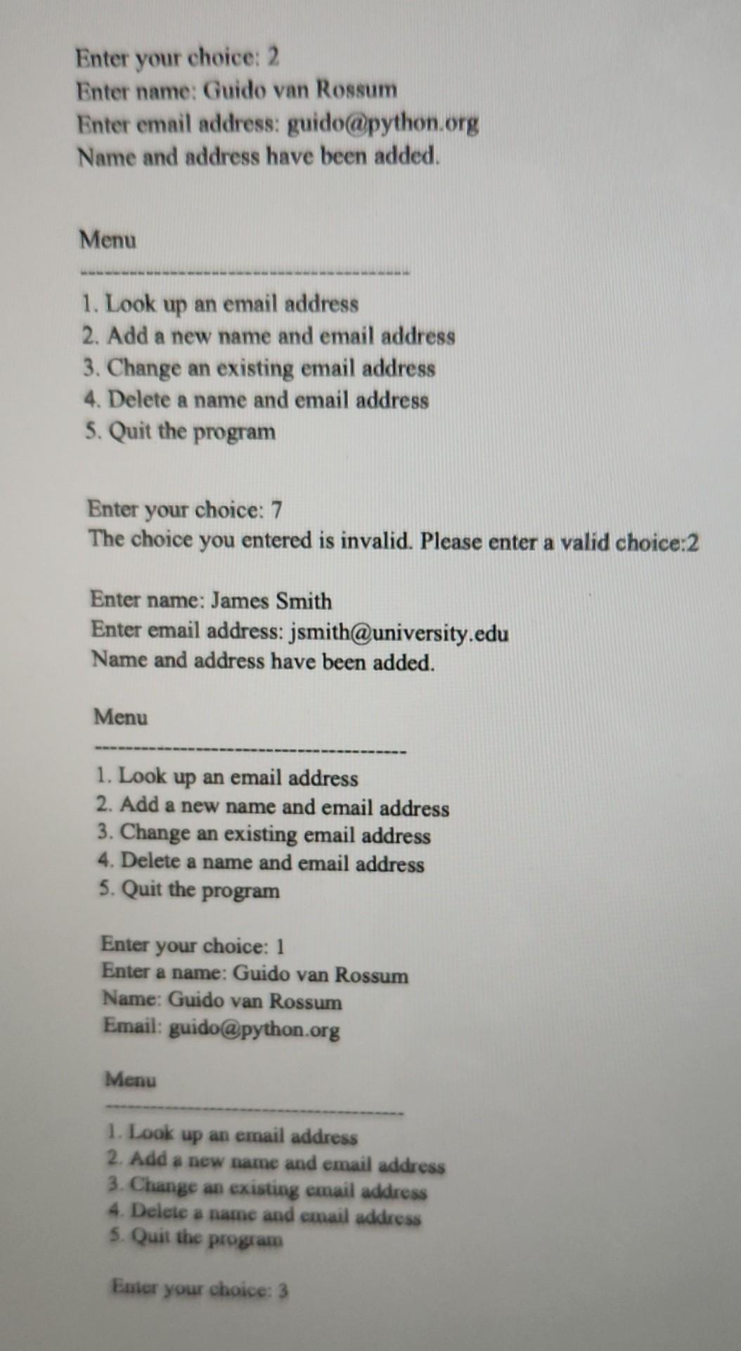 Solved (50 points) Write a program that keeps names and | Chegg.com