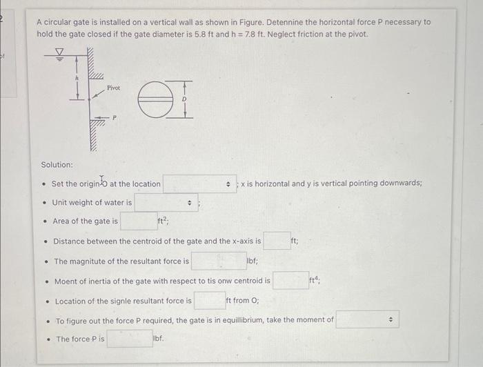 Solved A circular gate is installed on a vertical wall as | Chegg.com