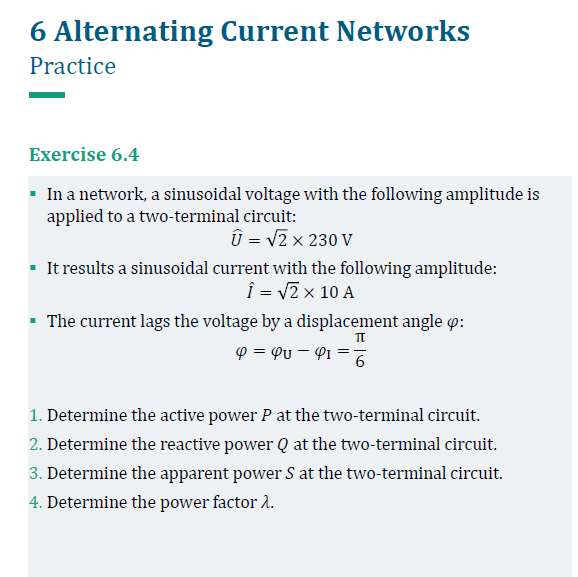 Solved 6 ﻿Alternating Current NetworksPracticeExercise 6.4In | Chegg.com