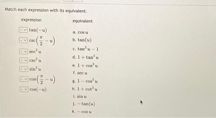 Match each expression with its equivalent. expression | Chegg.com