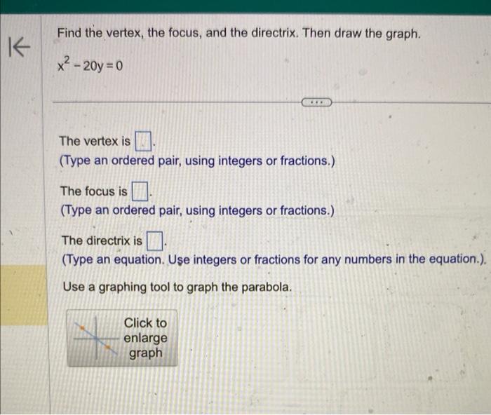 Solved Find the vertex, the focus, and the directrix. Then | Chegg.com