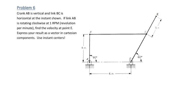 Solved Problem 6 Crank AB is vertical and link BC is | Chegg.com