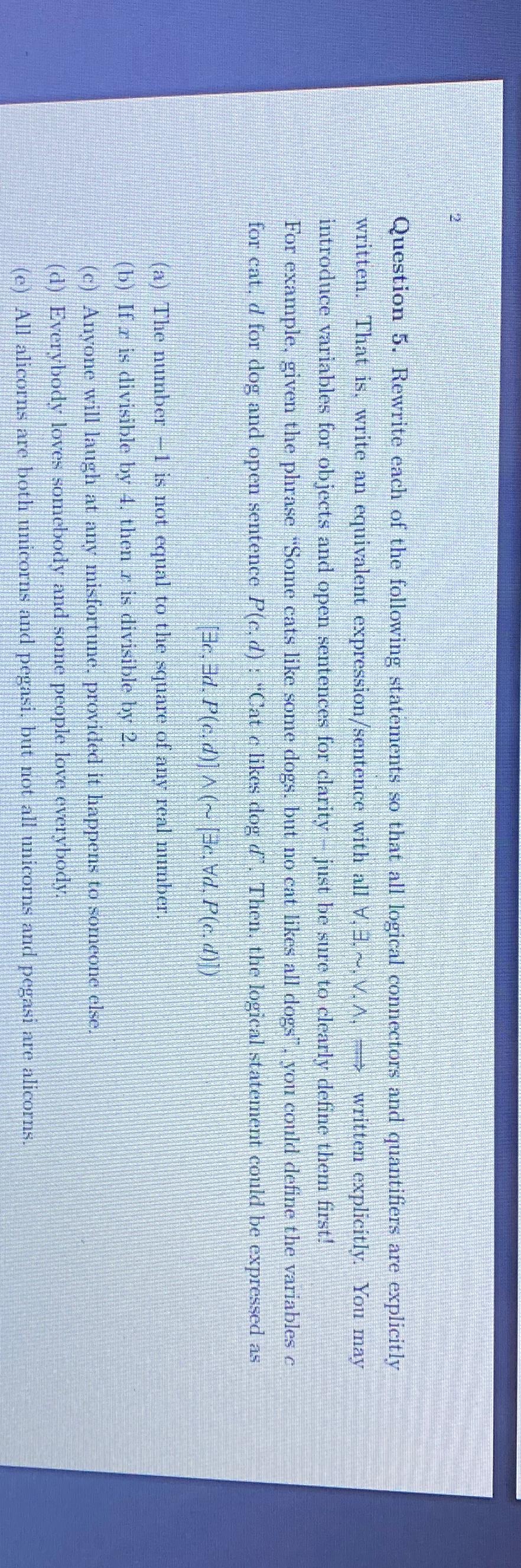 Solved taQuestion 5. ﻿Rewrite each of the following | Chegg.com