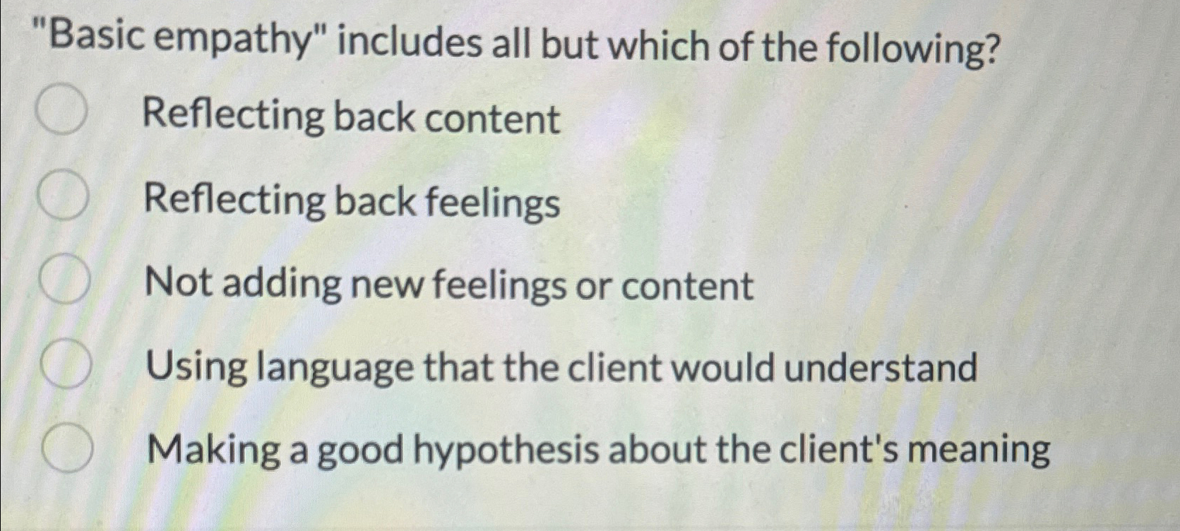 Solved "Basic empathy" includes all but which of the | Chegg.com