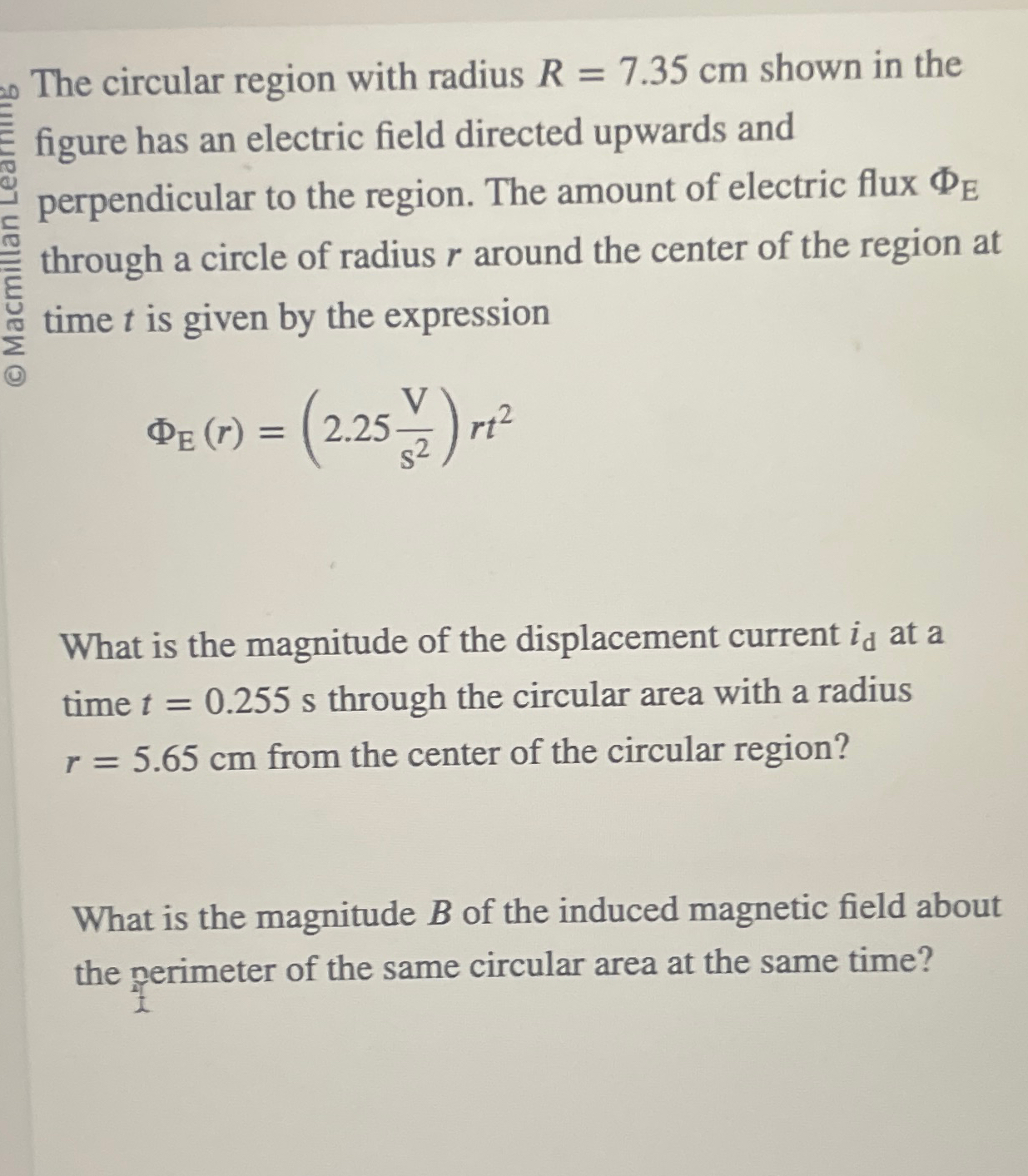 Solved The circular region with radius R=7.35cm ﻿shown in | Chegg.com