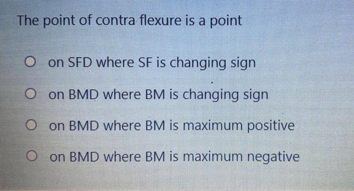 Solved The value of BM at the point of contra flexure is O | Chegg.com