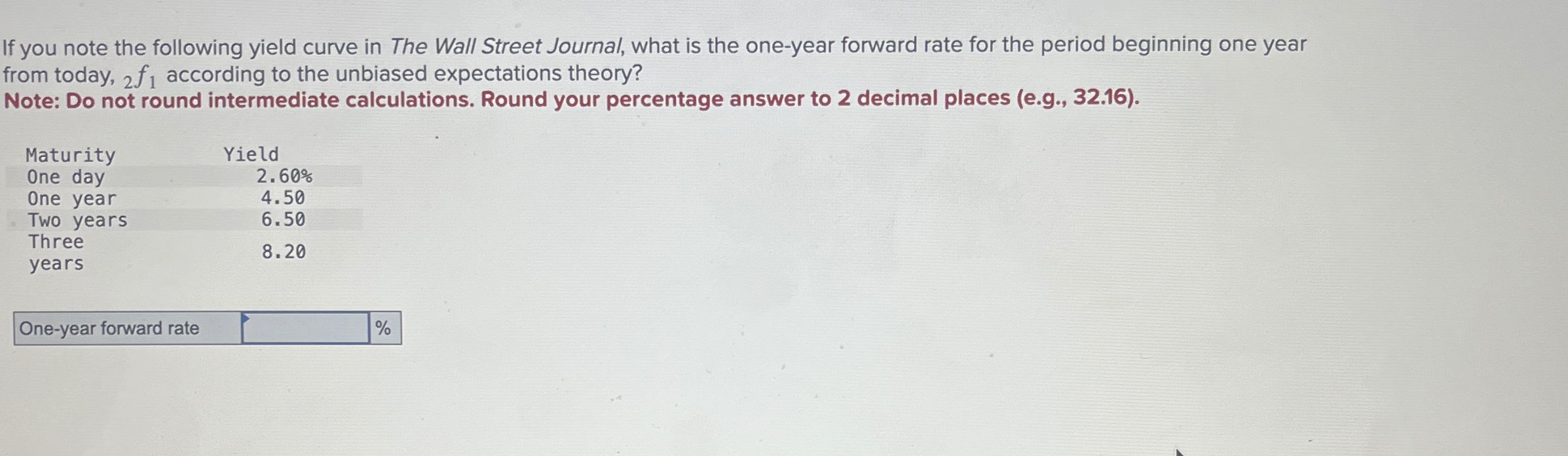 Solved If you note the following yield curve in The Wall | Chegg.com