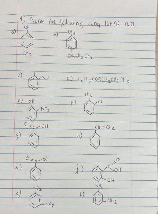 Solved 1) Name the following using IUPAC rules a) b) c) d) | Chegg.com