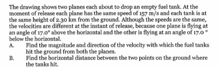 The drawing shows two planes each about to drop an | Chegg.com