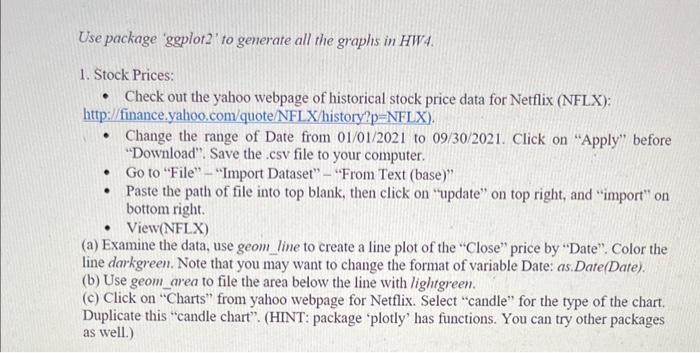 Solved Use package 'ggplot2' to generate all the graplis in | Chegg.com