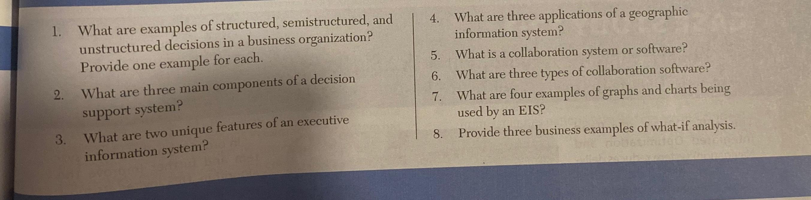 Solved What are examples of structured, semistructured, and | Chegg.com