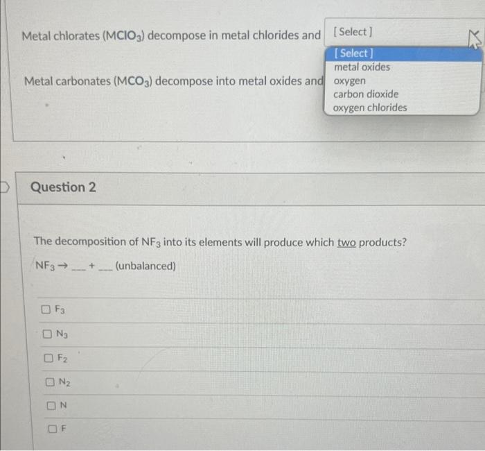 Solved Metal chlorates (MClO3) decompose in metal chlorides | Chegg.com