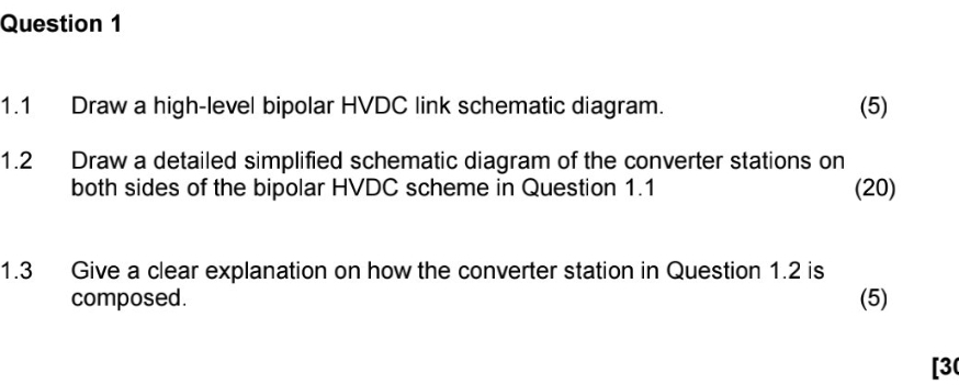 Solved Question 11.1 ﻿Draw a high-level bipolar HVDC link | Chegg.com