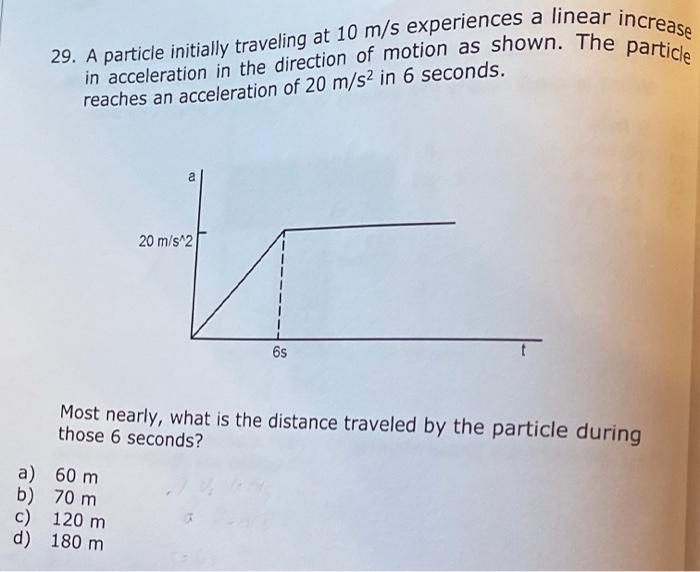 Solved 29. A particle initially traveling at 10 m/s | Chegg.com