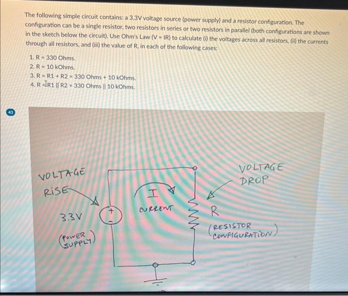 Solved The following simple circuit contains: a 3.3V voltage | Chegg.com