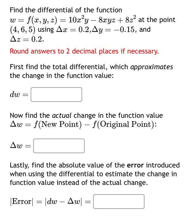 Solved Find the differential of the function | Chegg.com