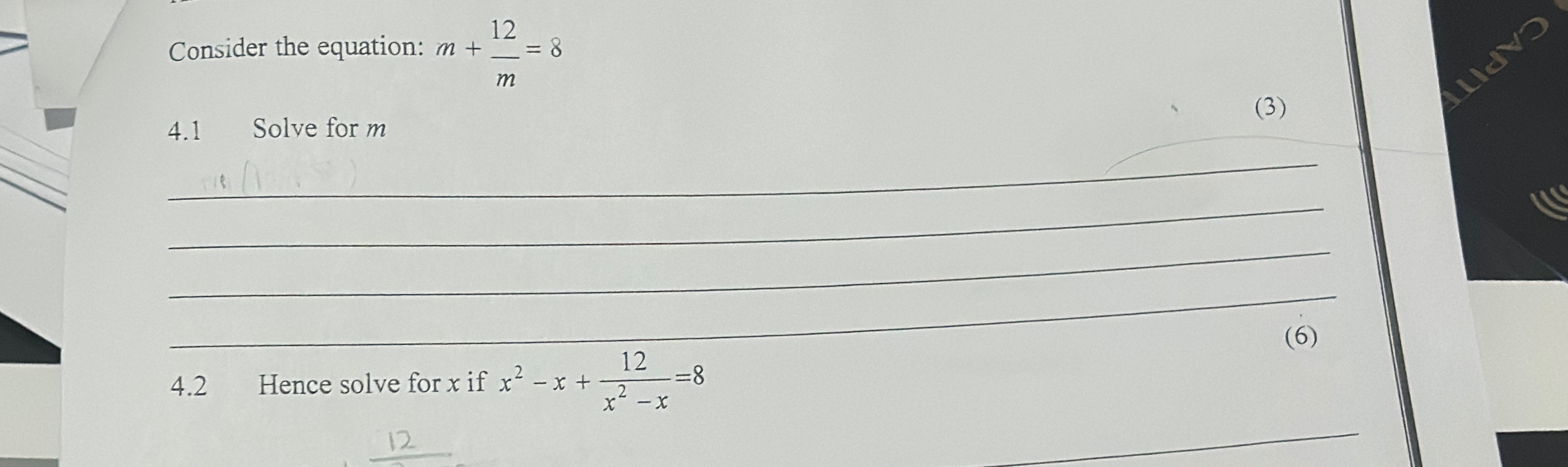 Solved Consider the equation: m+12m=84.1 ﻿Solve for m4.2 | Chegg.com