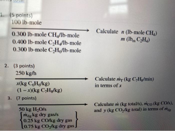 Solved 1. (5 points) 100 lb-mole Calculate n (lb-mole CH4) m | Chegg.com
