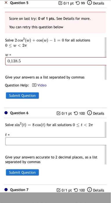 Solved X Question 5 B0 1 Pt 99 Details Score On Last Try 0