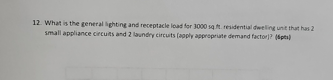 Solved What is the general lighting and receptacle load for | Chegg.com