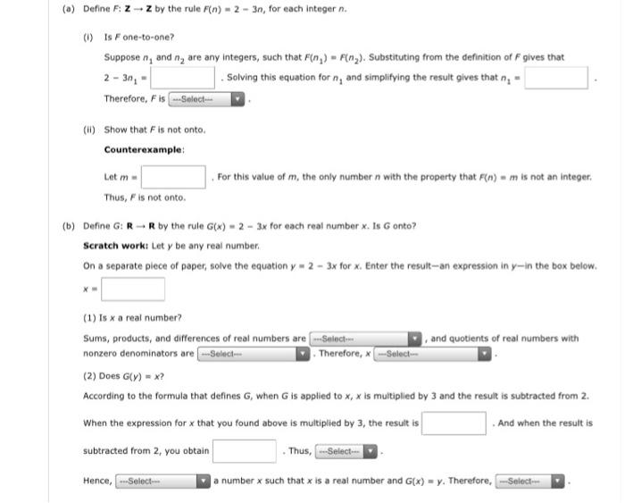 Solved (a) Define F : z→z by the rule F(n)=2−3n, for each | Chegg.com