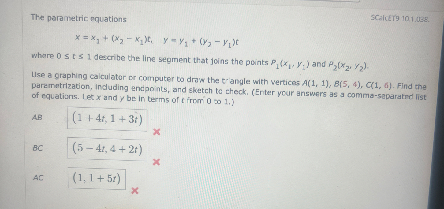 Solved The parametric | Chegg.com