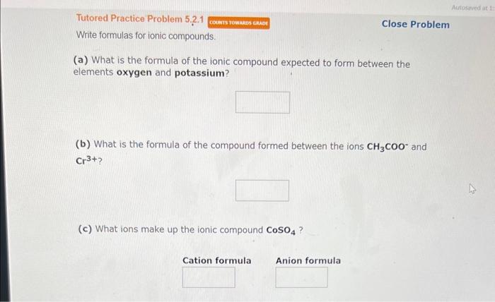 Solved Write formulas for ionic compounds. (a) What is the | Chegg.com